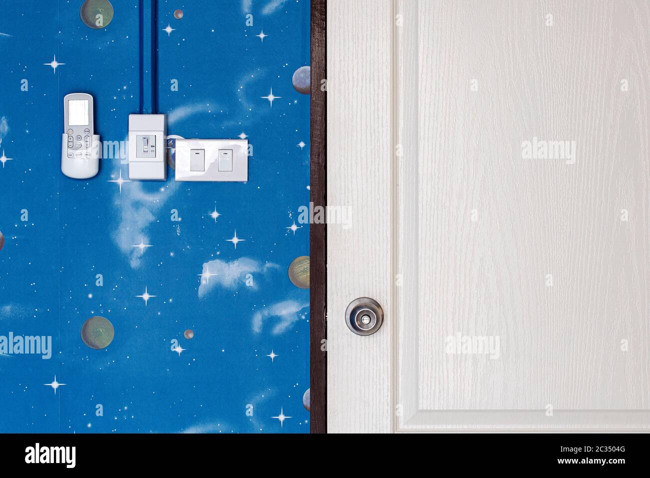wallpaper space universe door room light switches air control Stock ...