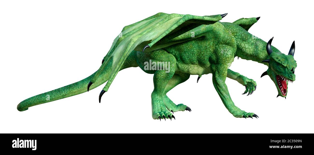 3D rendering of a fantasy dragon isolated on white background Stock ...
