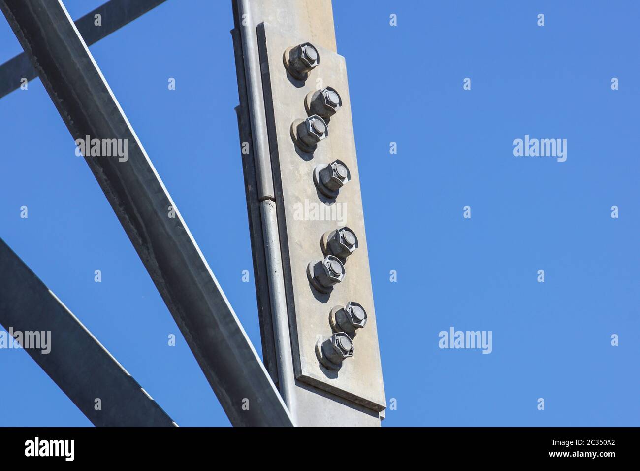 Joint of steel structure with bolt and nut at construction site Stock ...