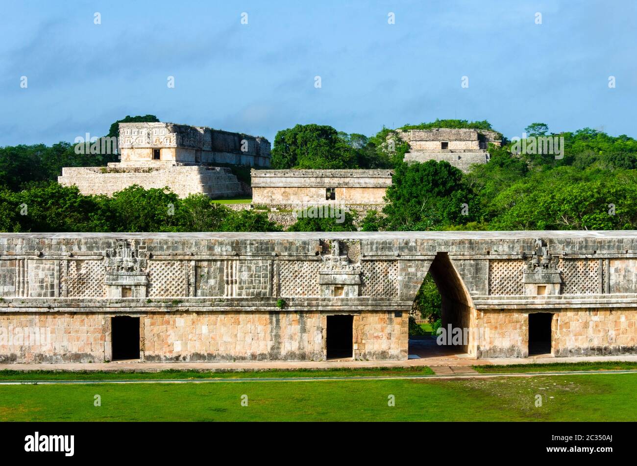 Mayan architecture from the Uxmal temple complex in the Yucatan ...