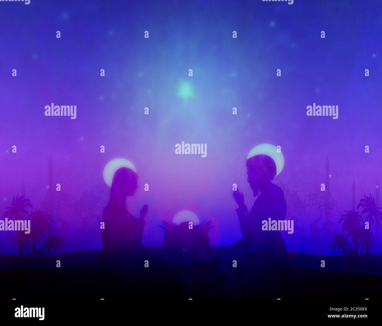 Traditional Christmas Nativity Scene, abstract illustration Stock Photo ...