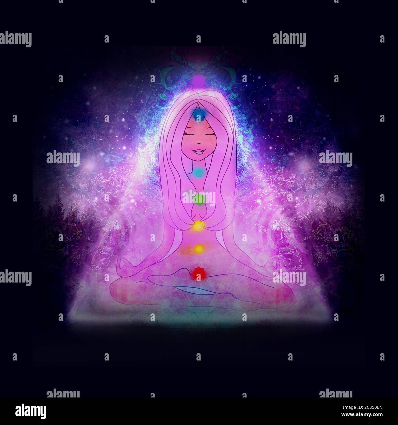 Human energy body, aura, chakras in meditation Stock Photo - Alamy