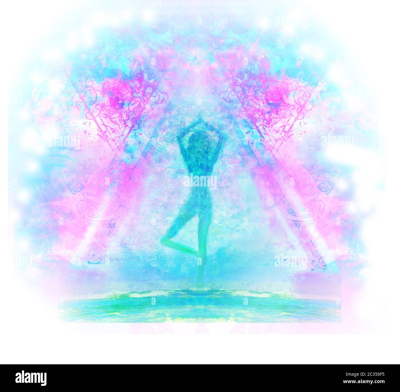 Yoga Tree of Life - abstract card Stock Photo - Alamy