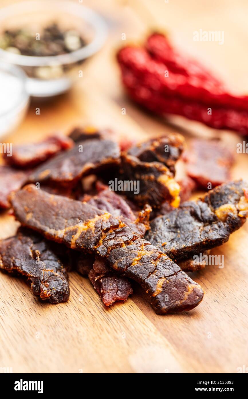 Beef jerky pieces hi-res stock photography and images - Alamy