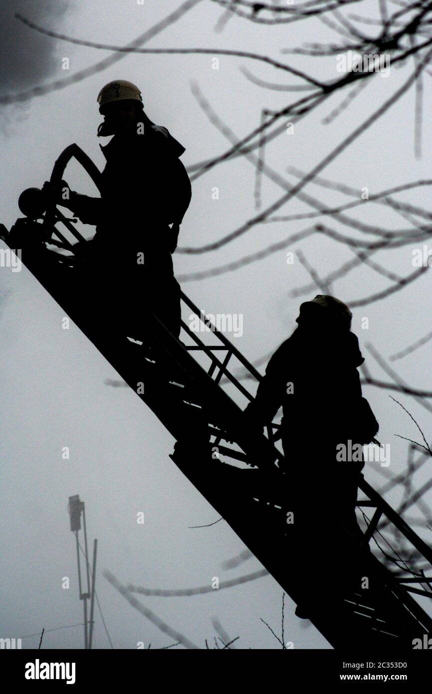 fireman on the stairs Stock Photo - Alamy