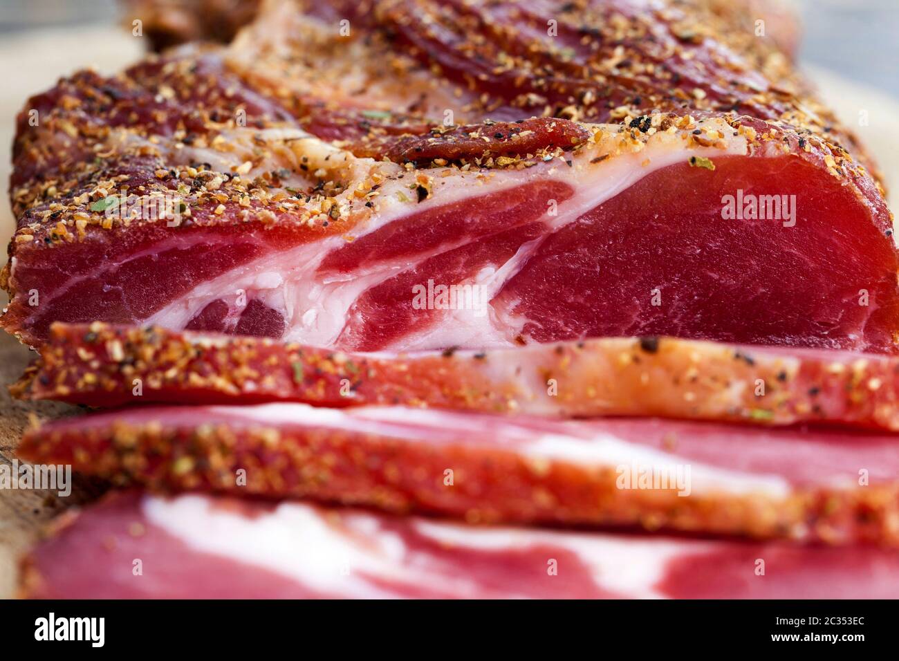 beef meat with lard cooked and marinated for food, the products are ...