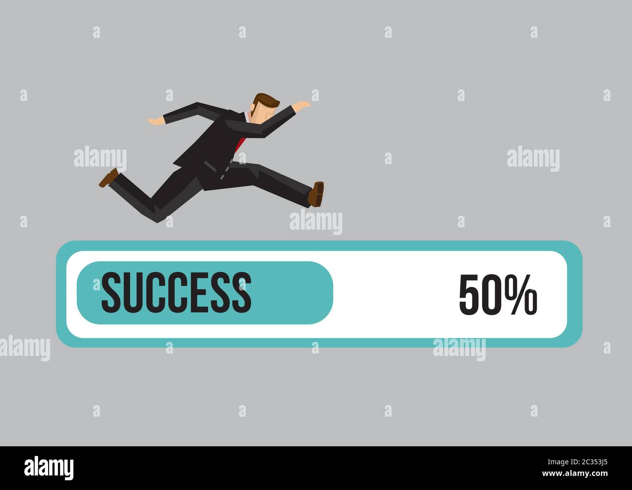 Businessman running on the progress bar towards success. Concept of ...