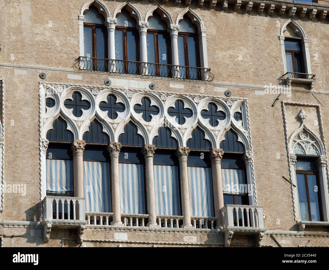 Traceries and typical adornments for venetian windows - Venice Stock ...