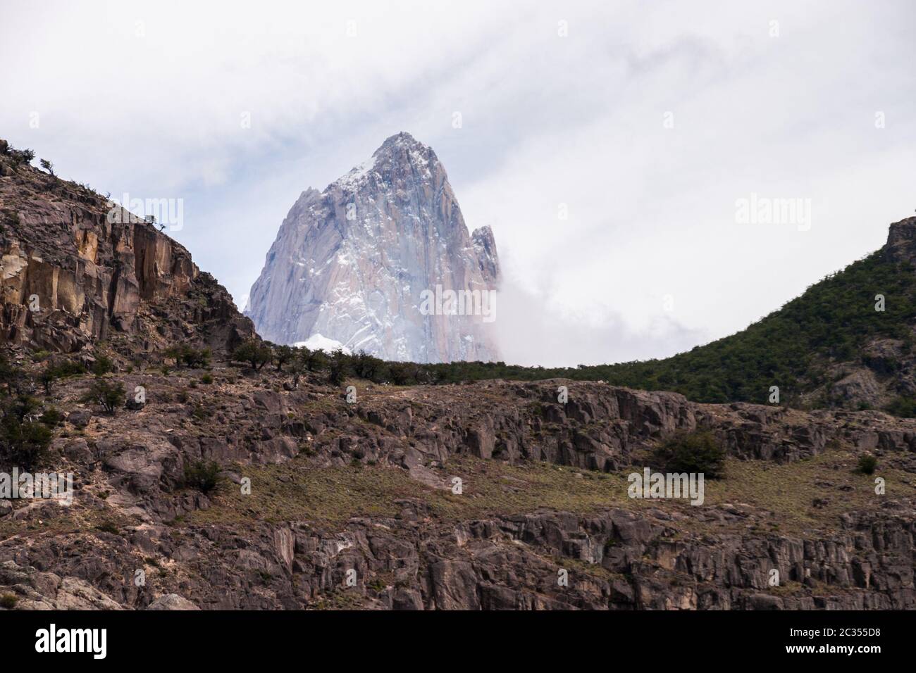 Mount Fitz Roy view from El Chalten silhouette Stock Photo - Alamy