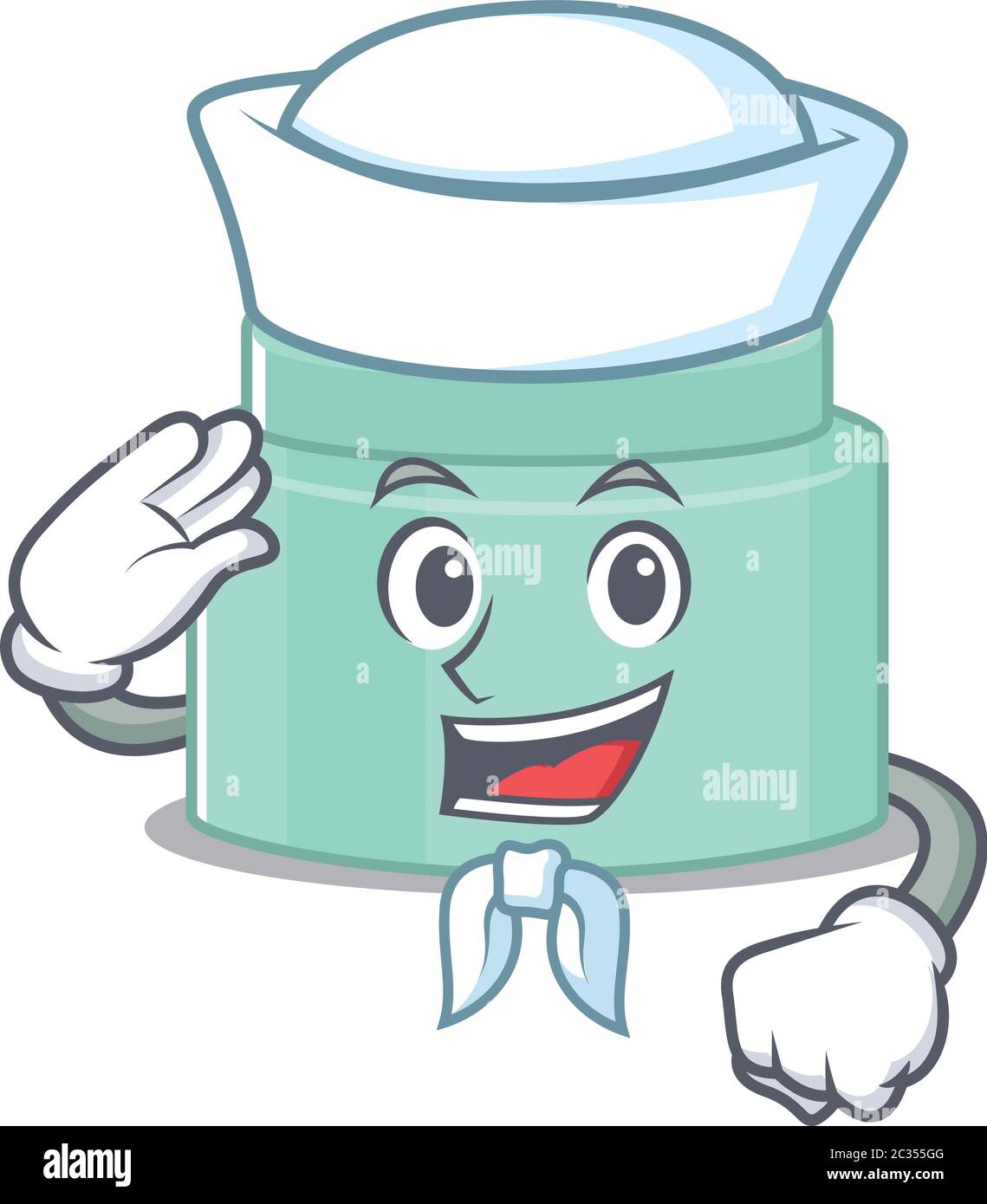 Smiley sailor cartoon character of lipbalm wearing white hat and tie ...