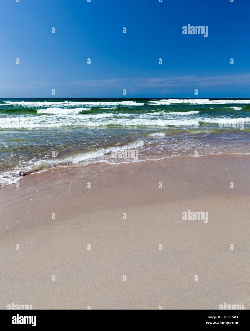 water surface on the sea with foam and waves from windy weather ...