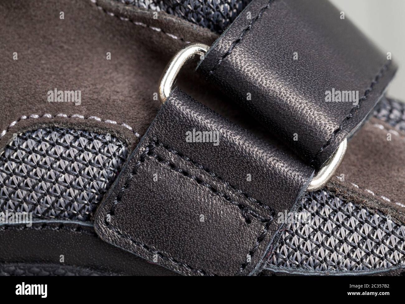 details of new shoes, close-up of natural leather and artificial ...