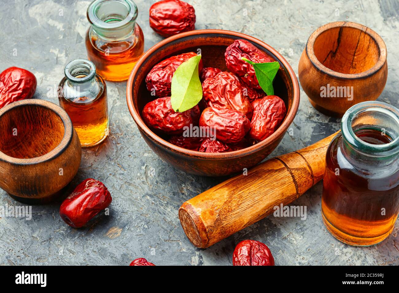 Healing tincture from unabi fruit or jujube.Chinese medicine Stock ...