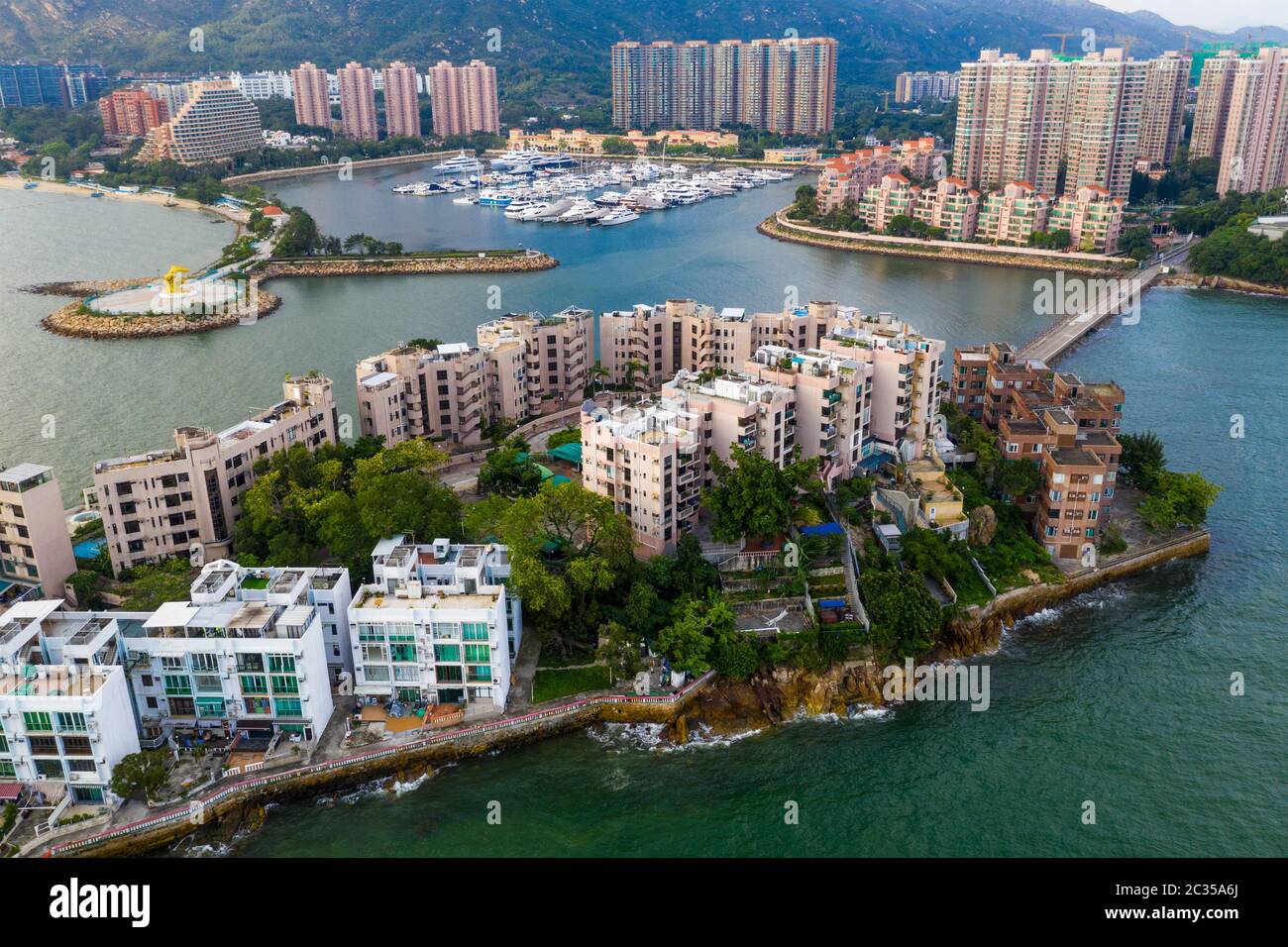 Tuen Mun, Hong Kong 16 May 2019: Aerial view of Hong Kong gold coast ...