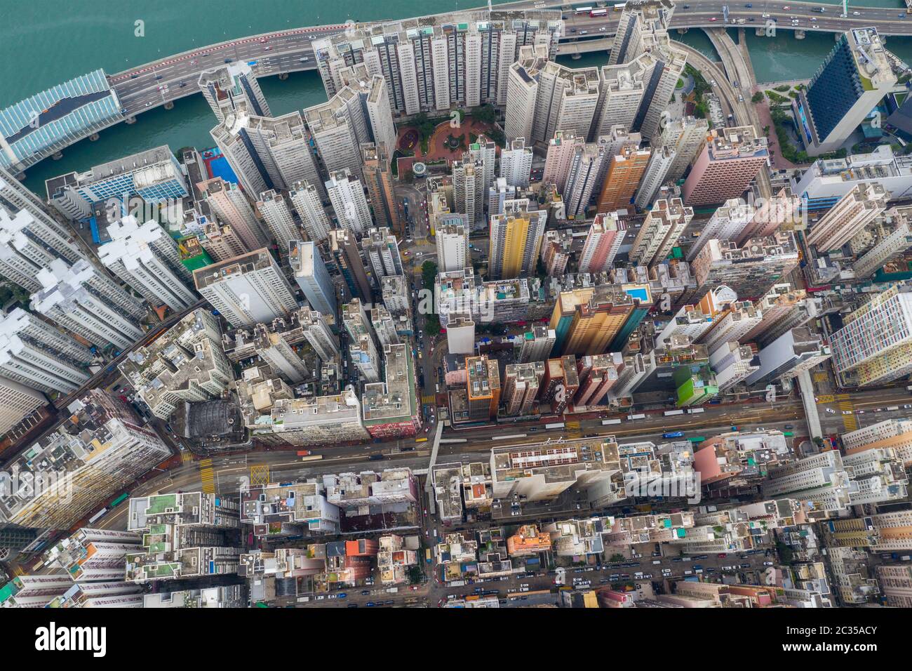 North Point, Hong Kong 01 June 2019: Top down view of Hong Kong ...