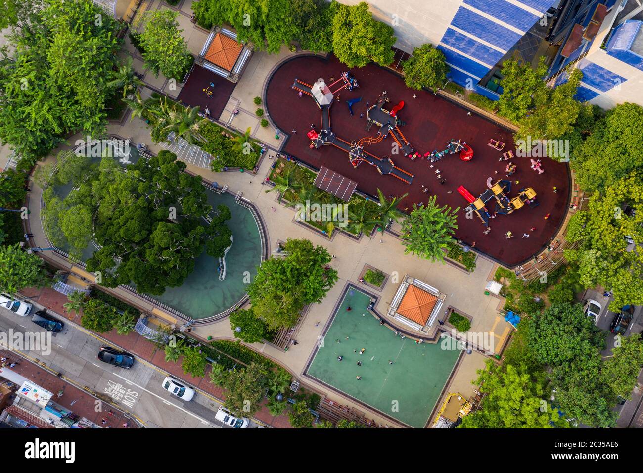 Top down view of the park Stock Photo - Alamy