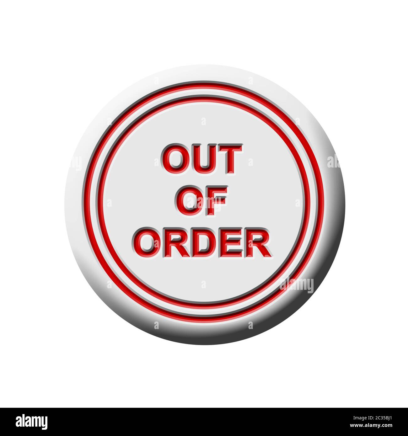 Out of order lettering in red colour on a button Stock Photo - Alamy