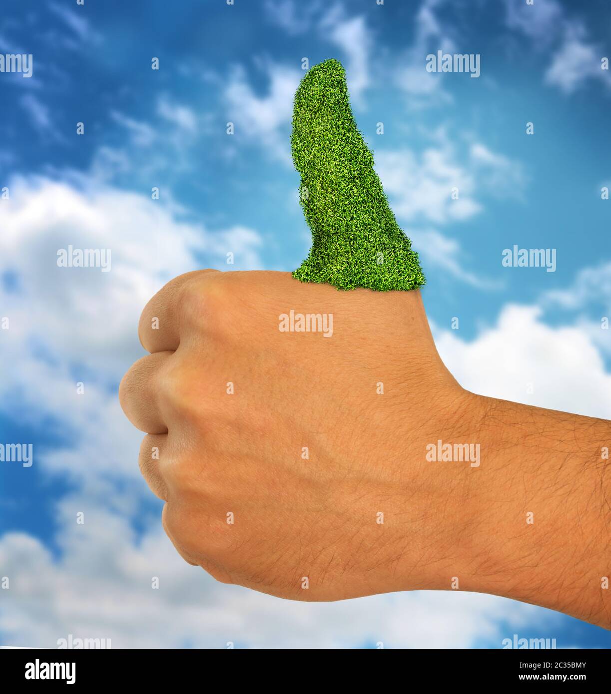 Go green thumbs up hand hi-res stock photography and images - Alamy