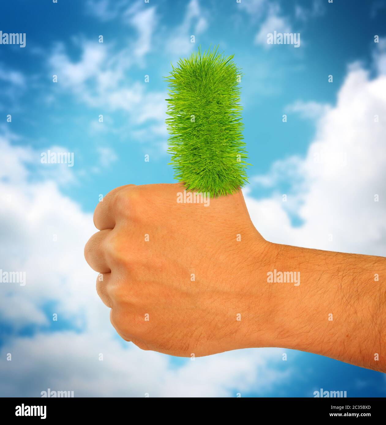 Go green thumbs up hand hi-res stock photography and images - Alamy