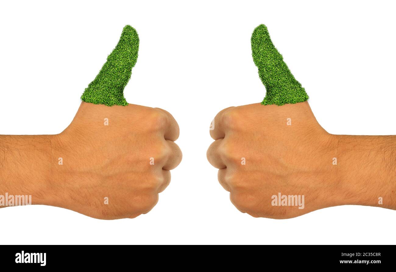 Go green thumbs up hand hi-res stock photography and images - Alamy
