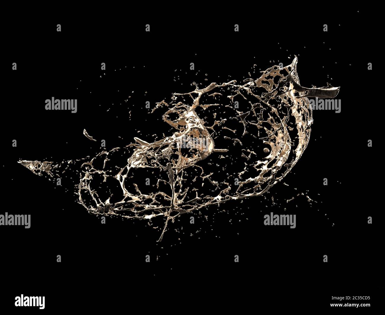3d rendering of a splash of gold on a black background. abstract ...