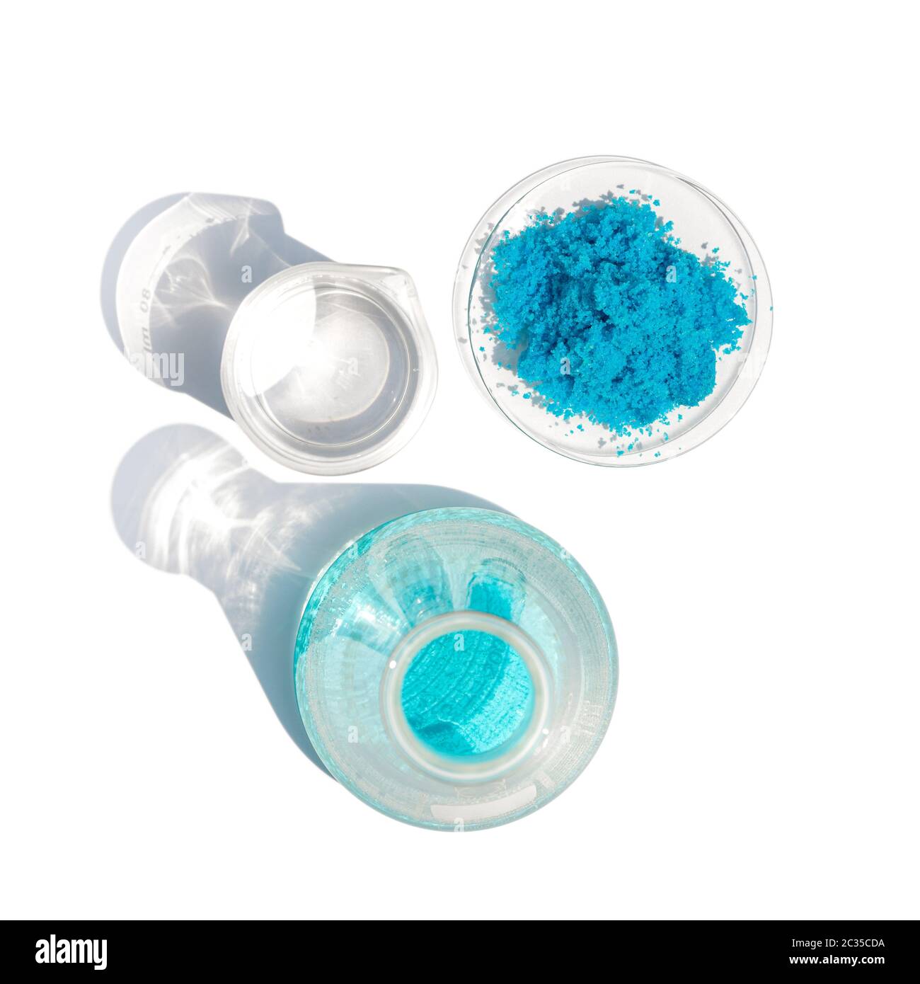 Close up inorganic chemical on white laboratory table. Copper(II ...