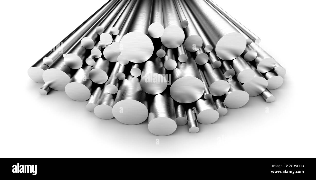 Stainless steel rods on white background Stock Photo - Alamy