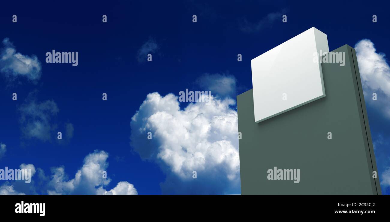 Outdoor sign tower and blue sky Stock Photo - Alamy
