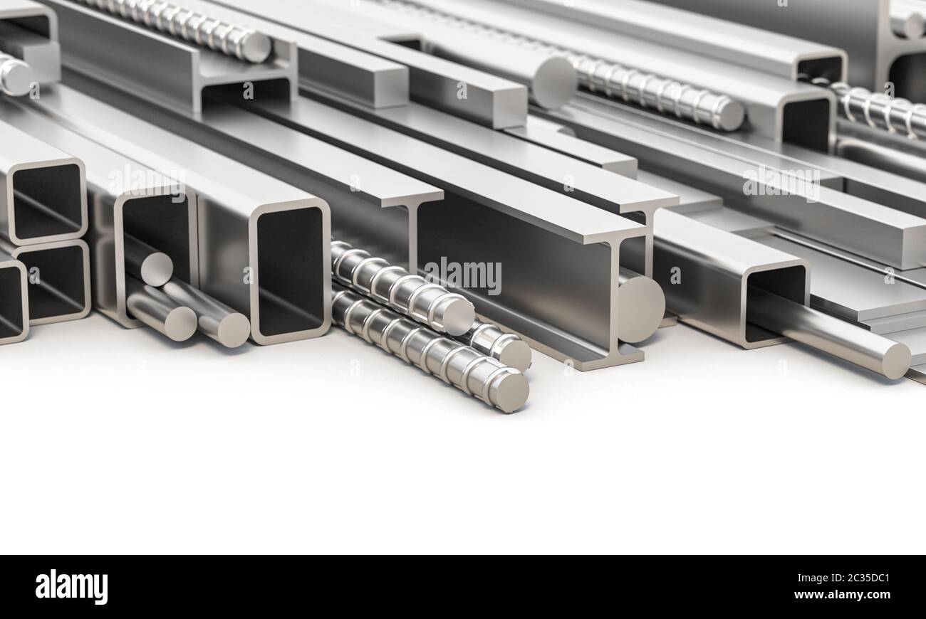 3d image render of different metal profiles in iron Stock Photo - Alamy