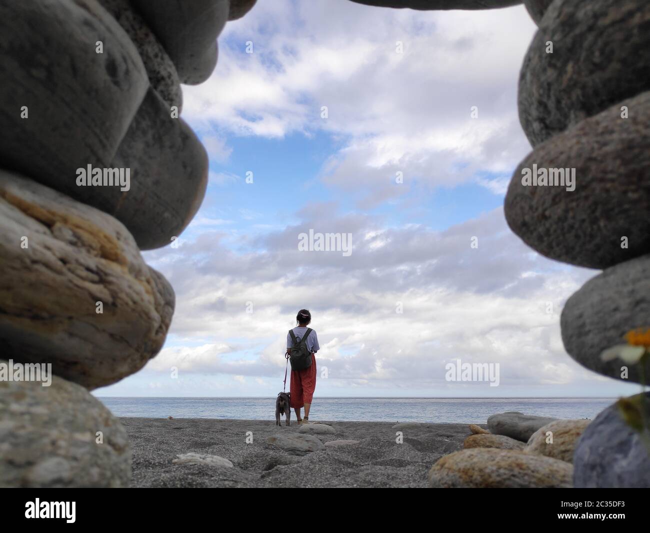 The Beautiful scenic of ocean with sprawling stone covered beach at ...