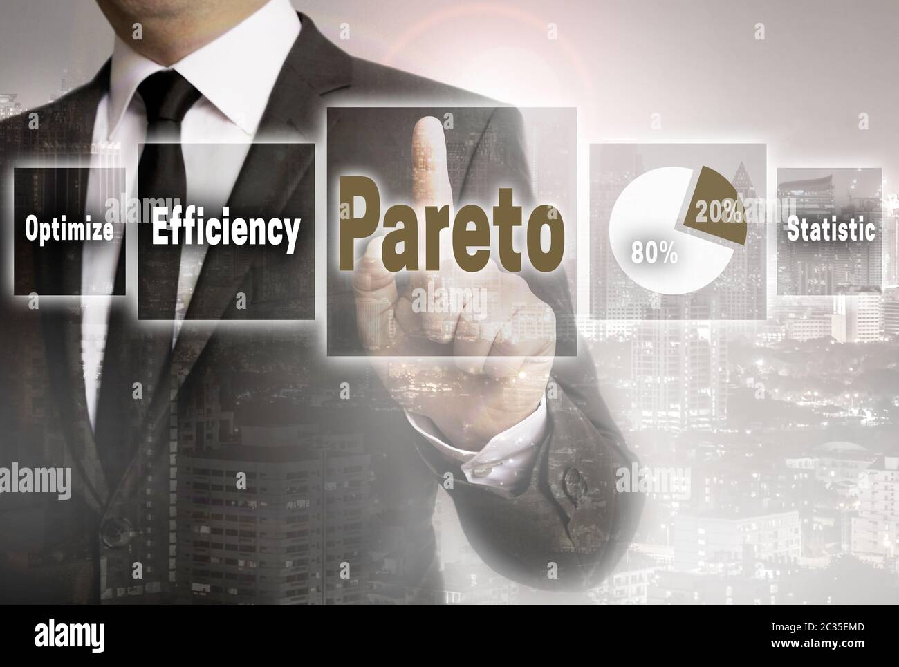 Pareto businessman with city background concept Stock Photo - Alamy