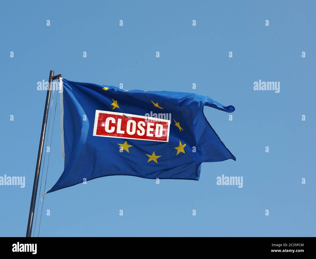 European Union flag with a closed sign Stock Photo - Alamy