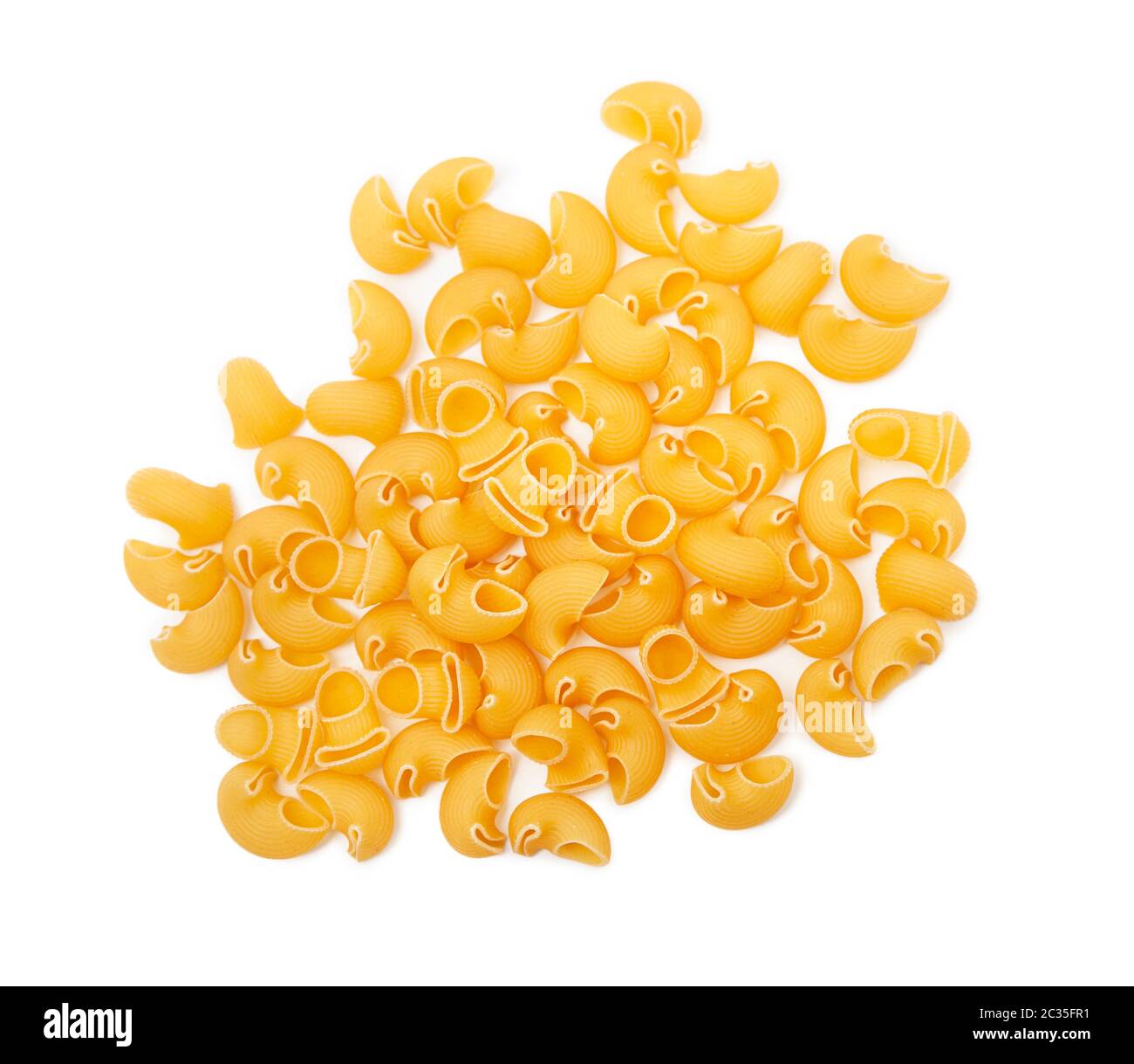 Pasta Pipe Rigate isolated on white background. Top view Stock Photo ...