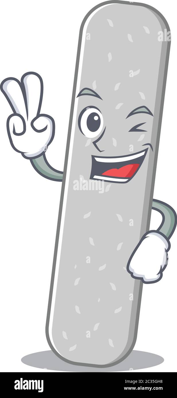 A joyful emery boards cartoon mascot style show two fingers pose Stock ...