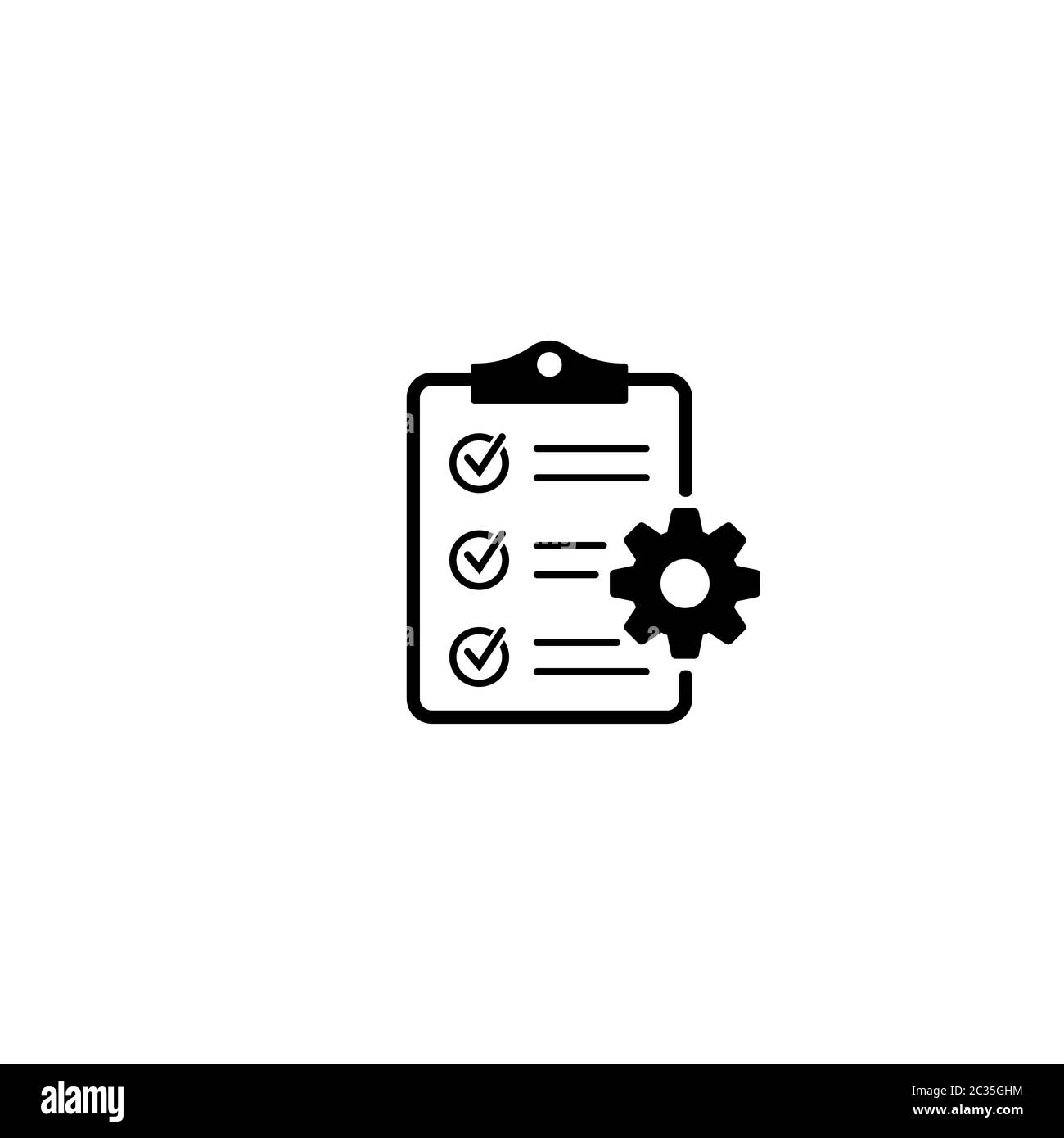 Clipboard with gear isolated icon. Technical support check list icon ...