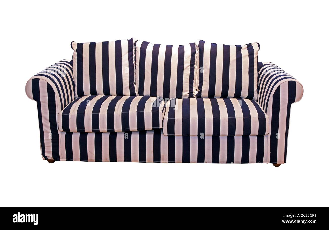 Stripe pattern sofa isolated with clipping path included Stock Photo ...