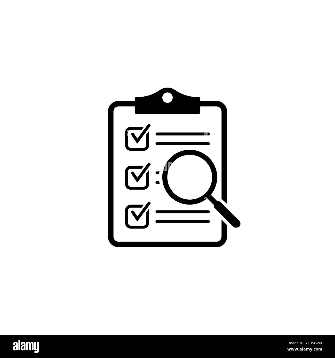 Clipboard with magnifier icon, Clipboard and magnifying glass line icon ...