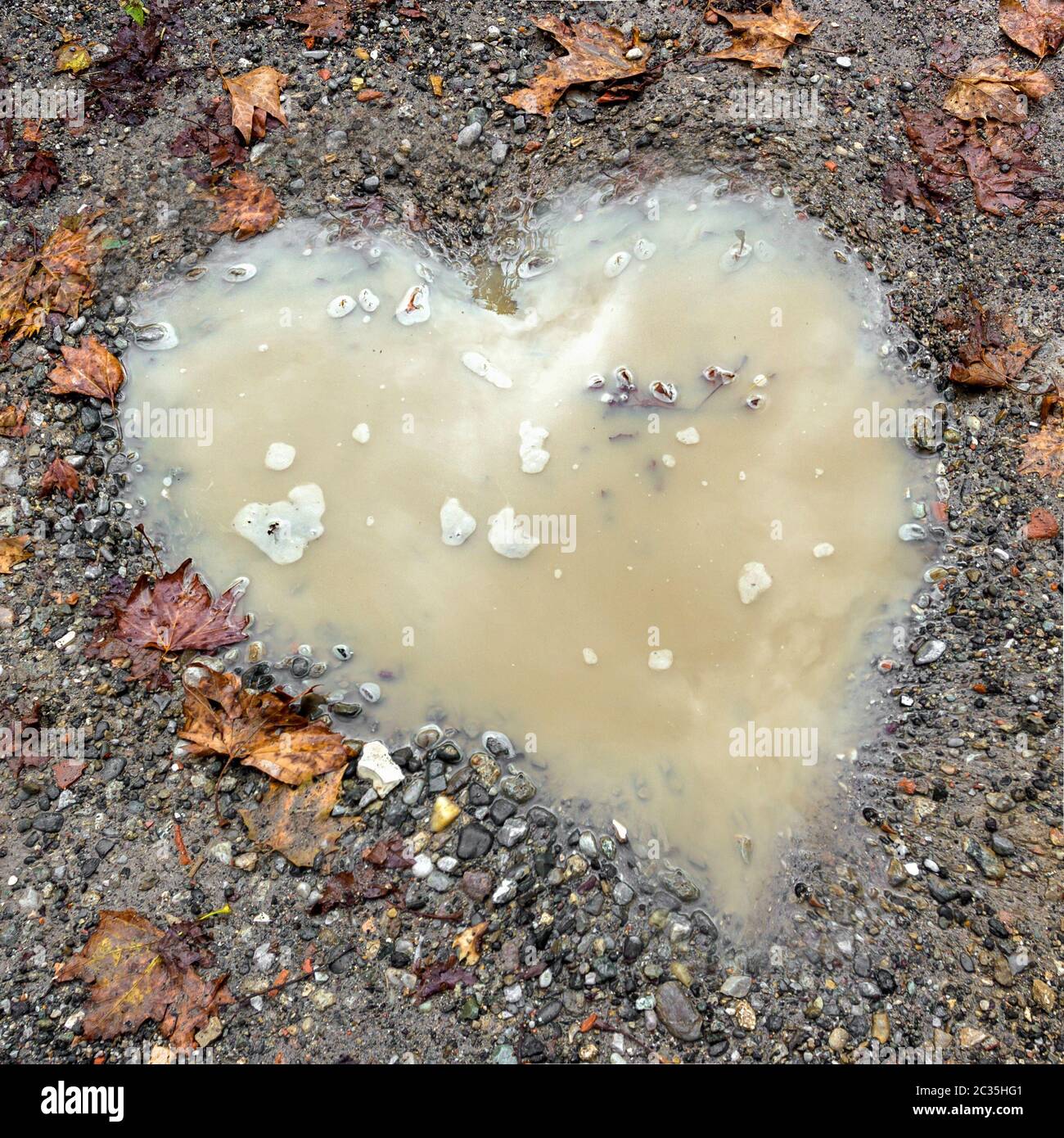 Heart shape puddle Stock Photo - Alamy