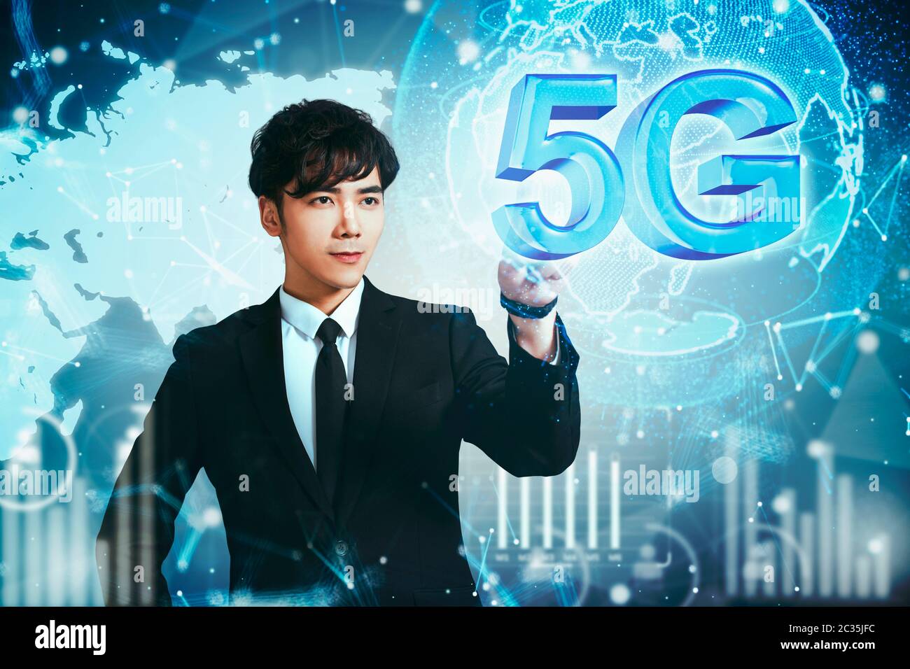 business man with 5G network connection concepts Stock Photo - Alamy