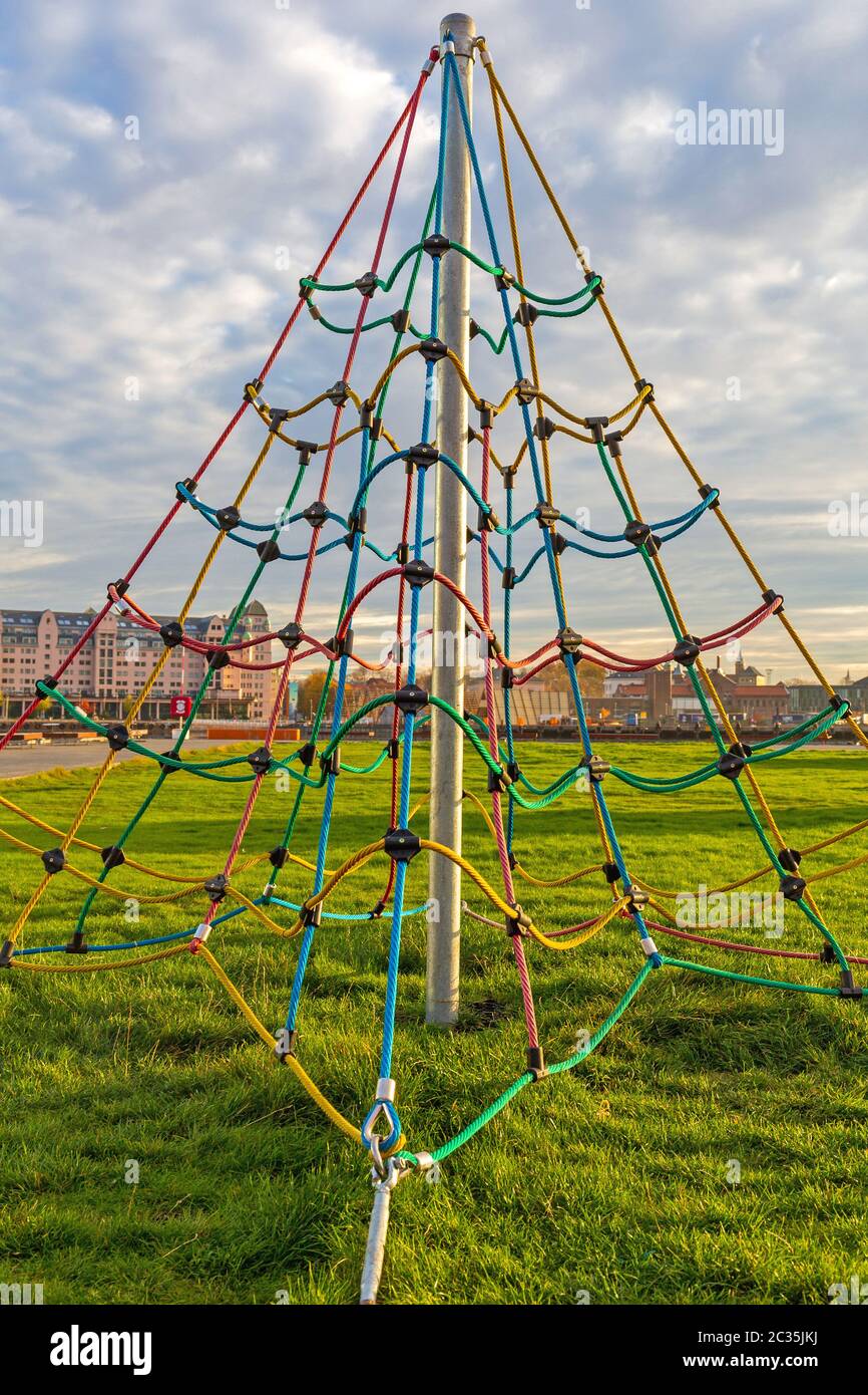 Playground Climbing Rope Tower in City Park Stock Photo - Alamy