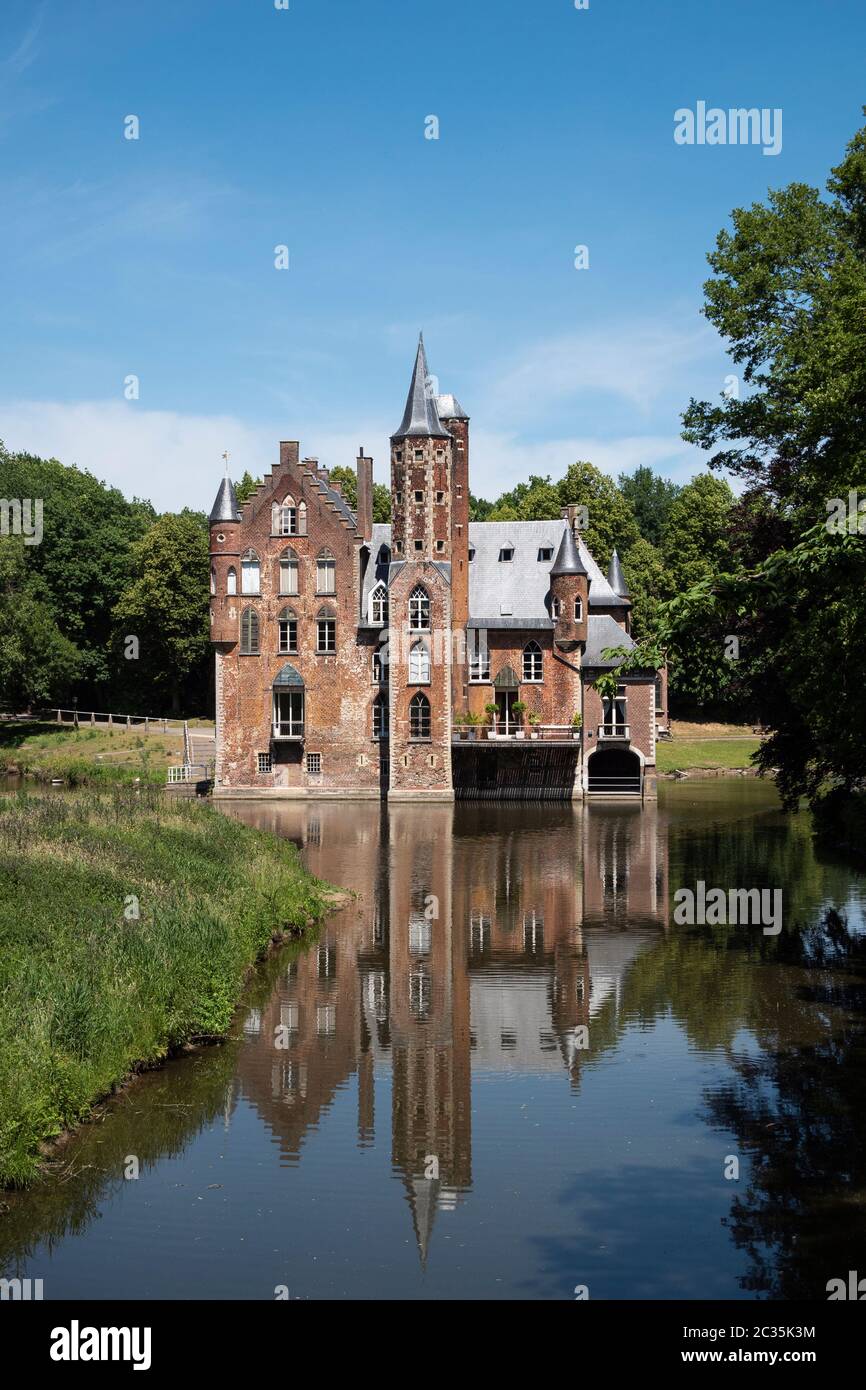 Bazel, Belgium, June 1, 2020, Wissekerke Castle a moated castle with ...