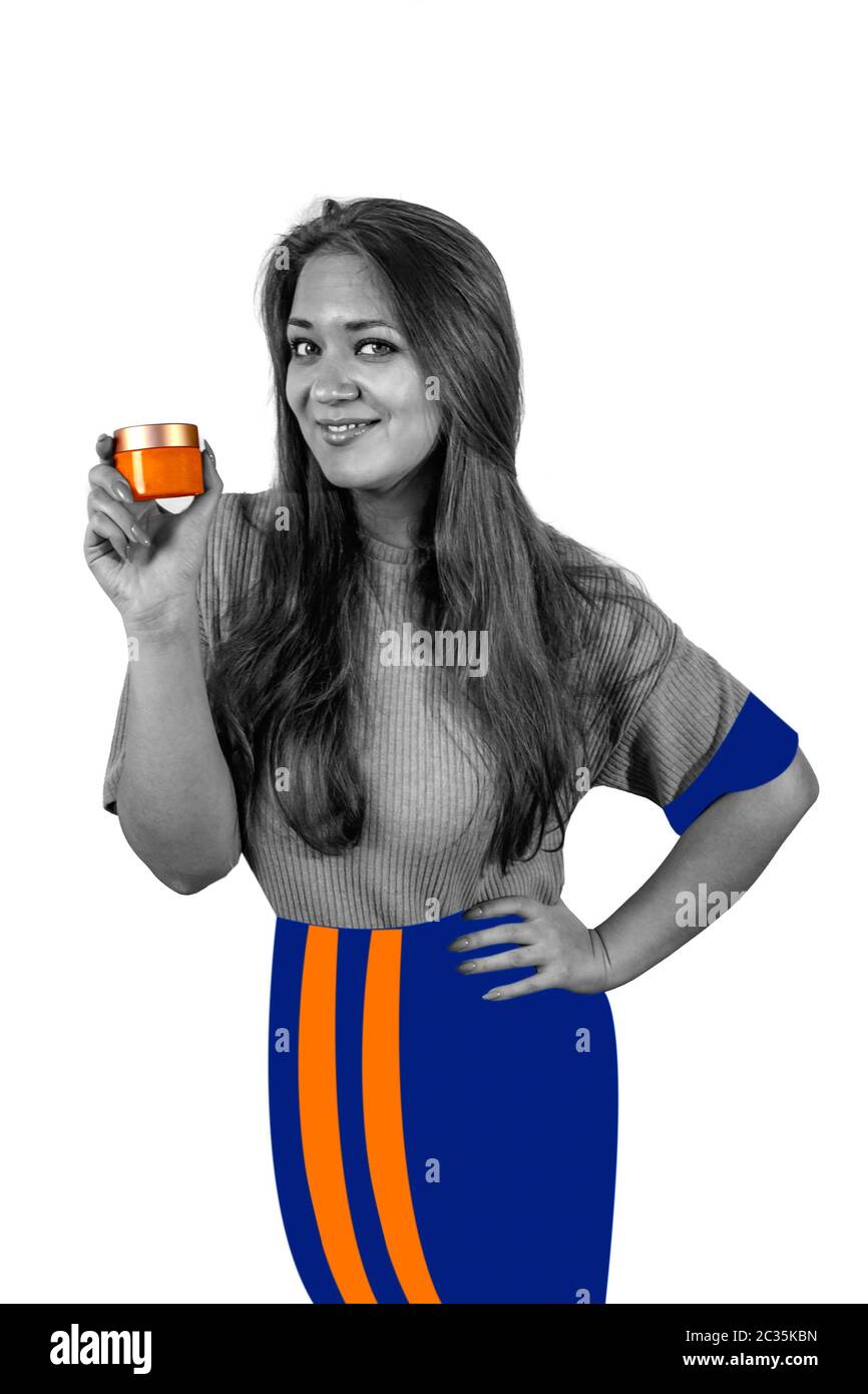 trending photo with the drawing element girl with cream for face and ...