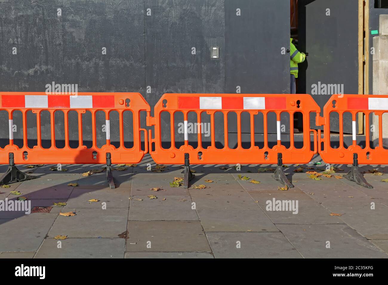 Construction Site Orange Fence Barrier Barricede Protection Stock Photo ...