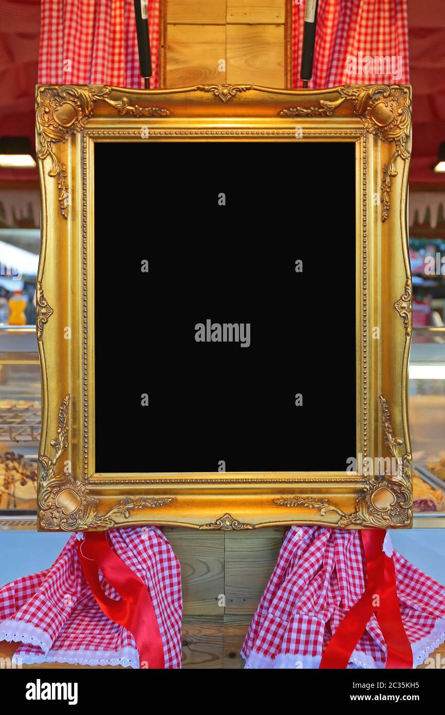 Rustic Golden Menu Frame in Bakery Shop Stock Photo - Alamy