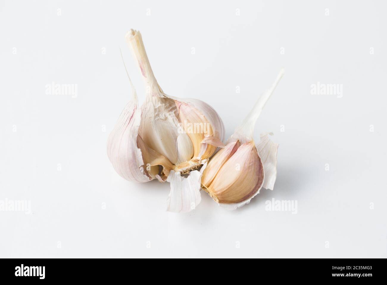 Fresh garlic bulb-garlic clover on the white background Stock Photo - Alamy