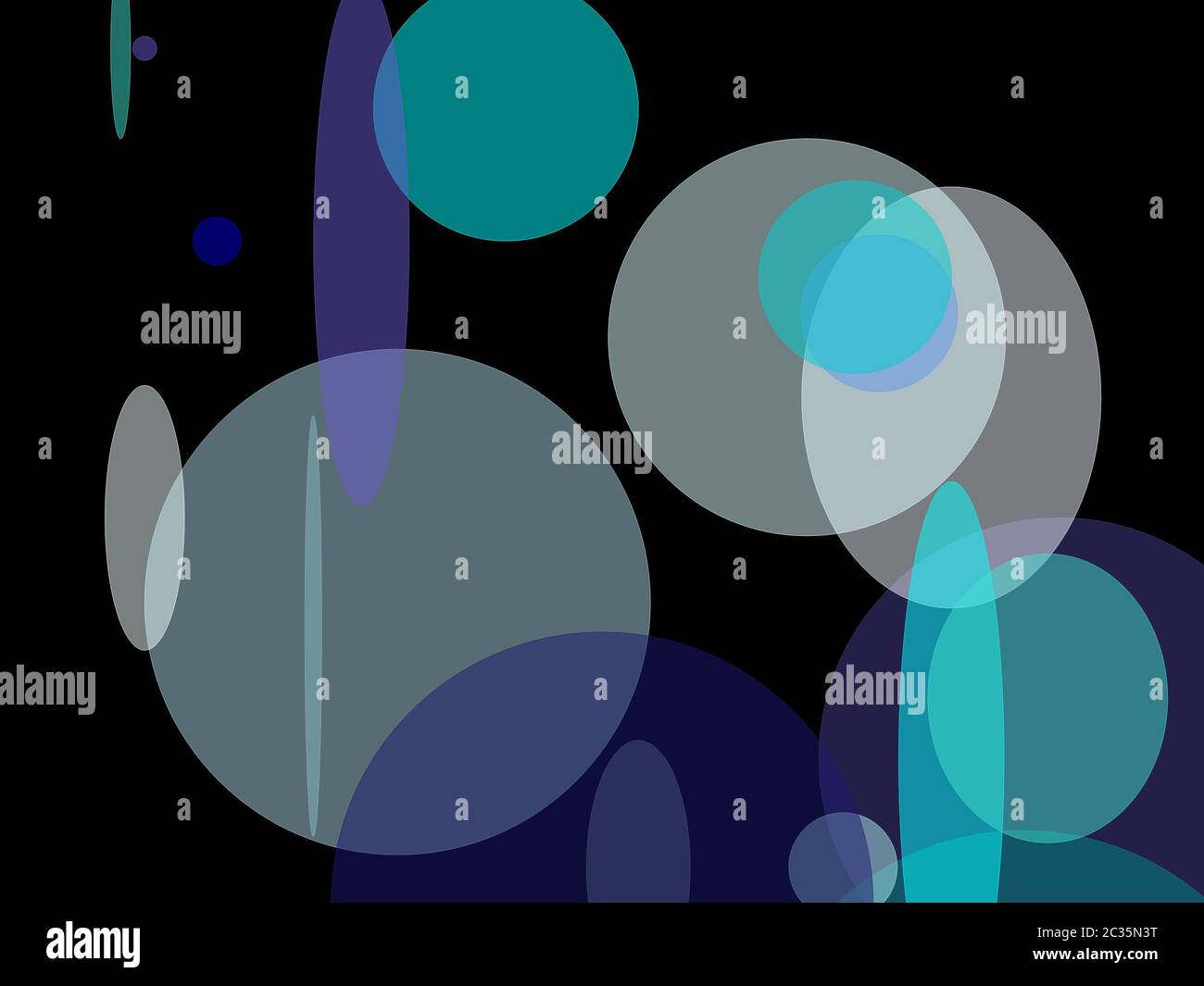 Abstract minimalist blue illustration with circle and ellipses and ...