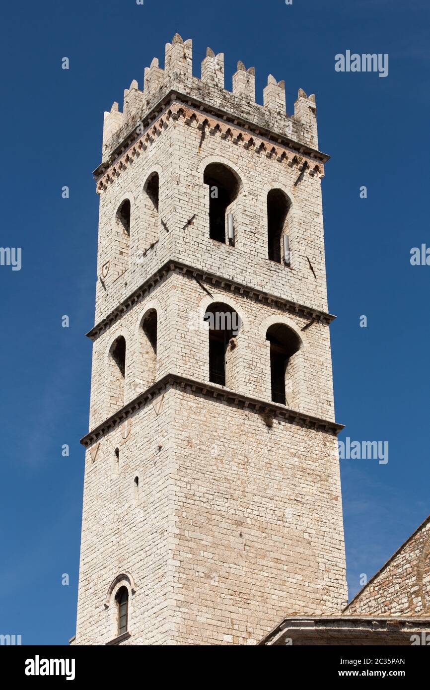 The tower of the Temple of Minerva in Assisi, Italy Stock Photo - Alamy