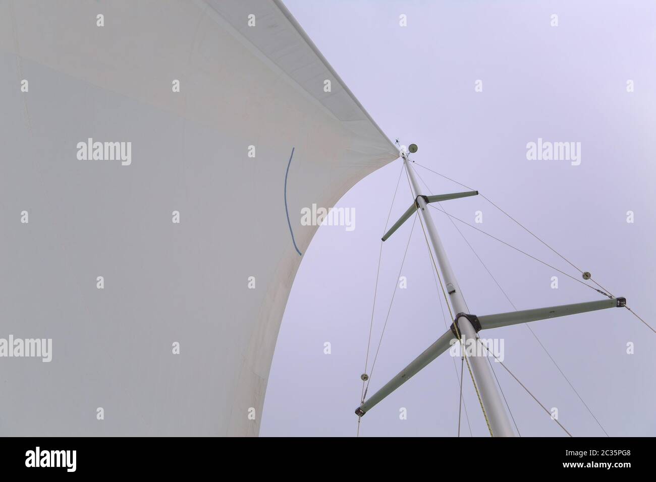 Sailing boat sail and mast detail Stock Photo - Alamy