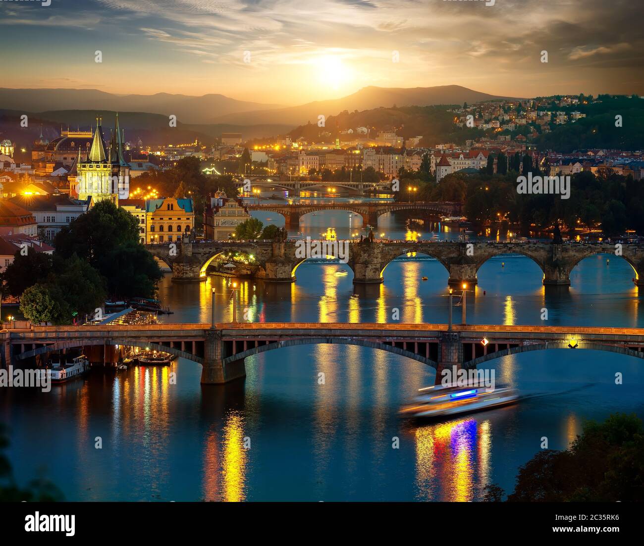 Bridges of Prague in evening Stock Photo - Alamy