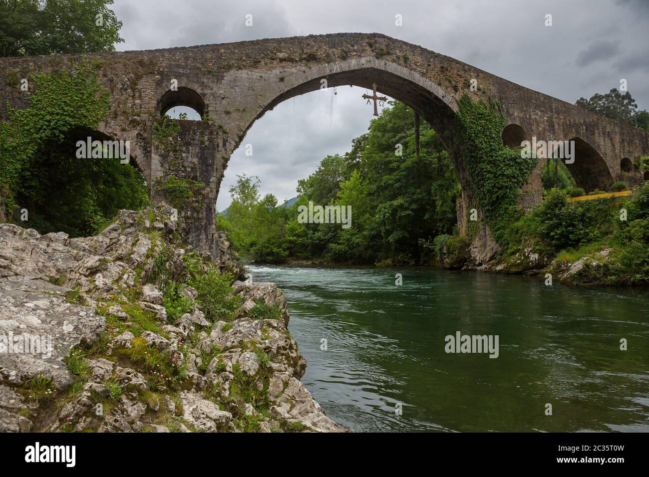 Medieval arch bridge over sella river hi-res stock photography and ...
